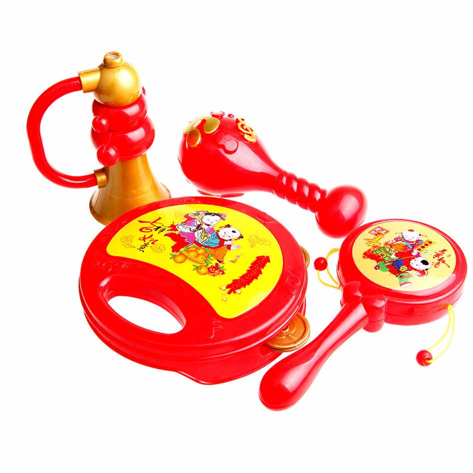 TripleClicks.com: Chinese traditional red elements tambourine four sets ...