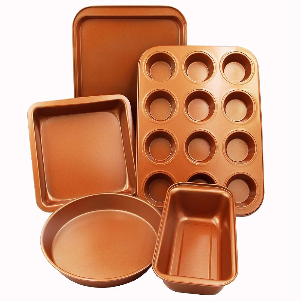 TripleClicks.com: Copper Bakeware set. 5 Piece Non Stick
