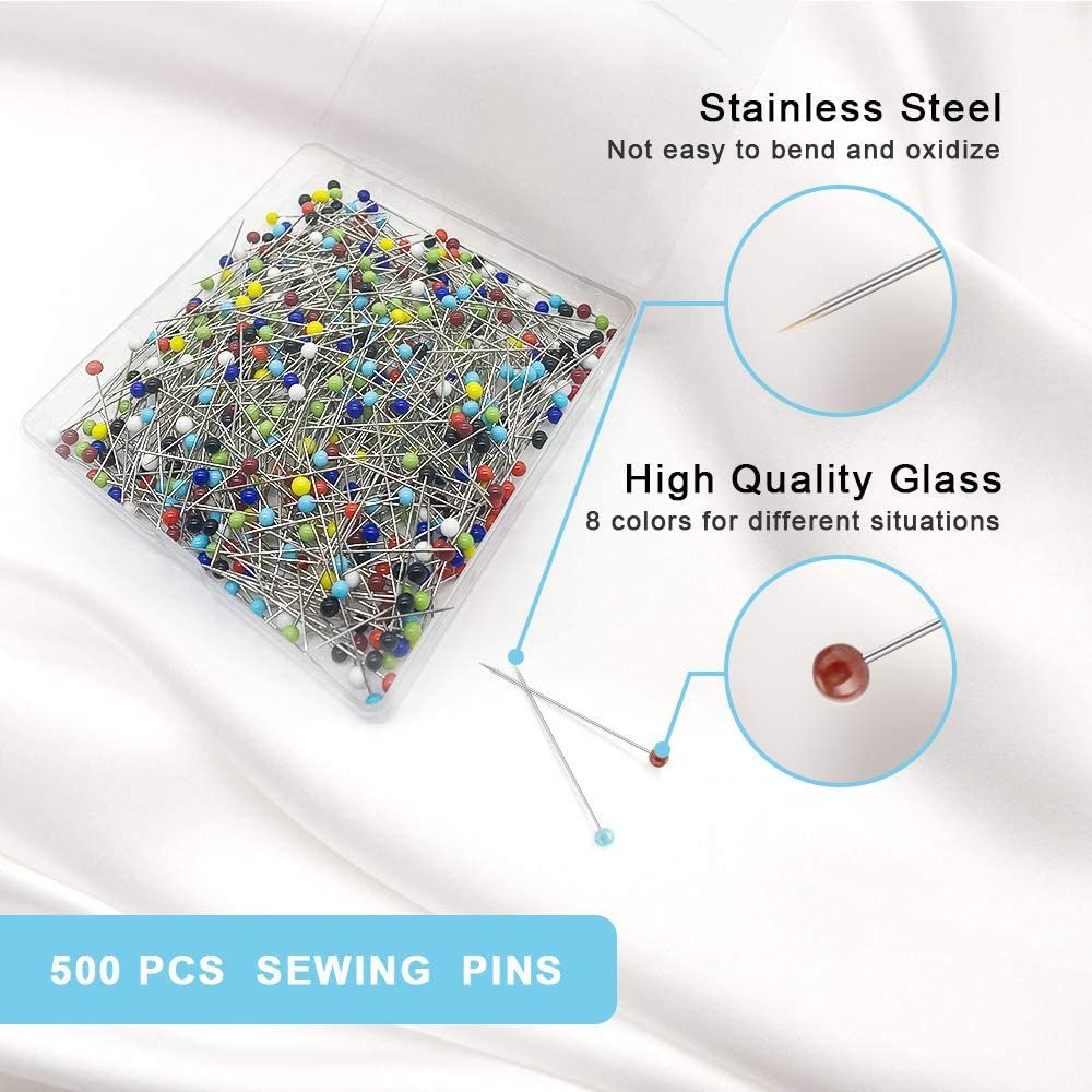 TripleClicks.com: Sewing Pins for Fabric, Straight Pins with Colored ...