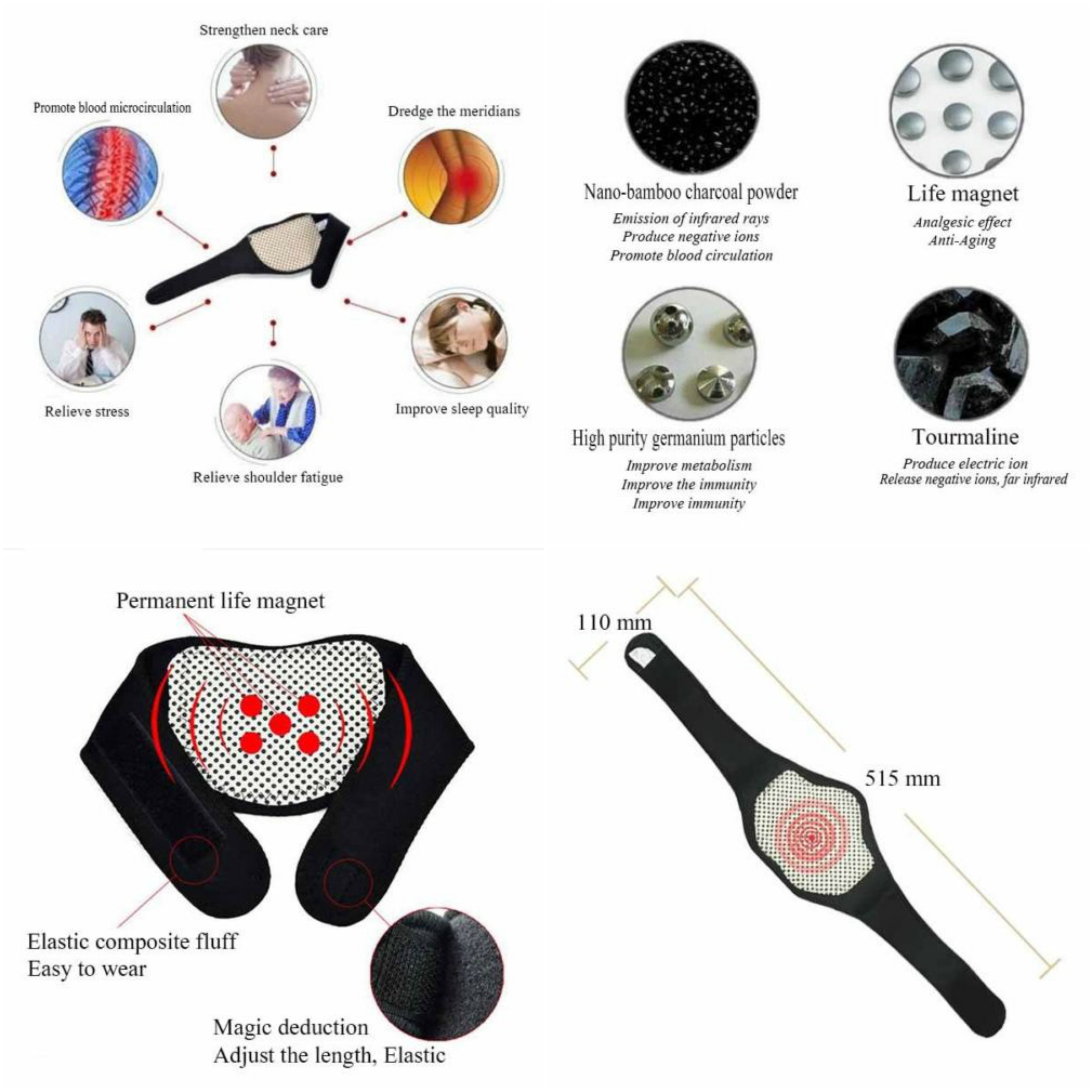 TripleClicks.com: Self Heating Magnetic Therapy Tourmaline Neck Belt